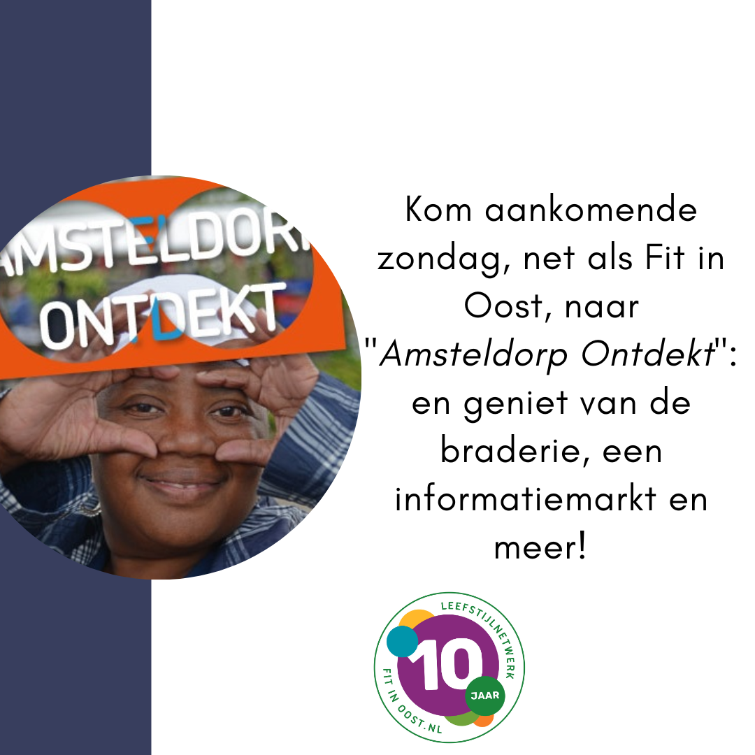 Kom aankomende zondag net als Fit in Oost naar het gezellige event ...