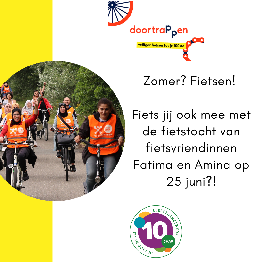 Fietsvriendinnen Fatima en Amina nodigen je uit om mee te fietsen met de fietstocht op 25 juni ...